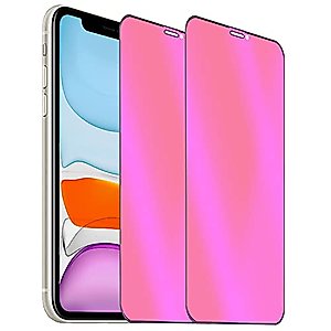 BWEDXEZ 2 Pack Anti-Blue Privacy Tempered Glass Suit for iPhone 11/iPhone XR Mirror Anti-Spy Screen Protector Anti-Peeping Film Electroplated Gradient Colorful