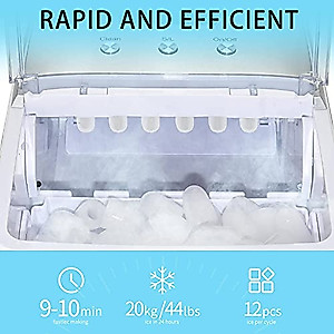 NA 120V 150W 44lbs/20kg/24h Ice Maker ABS Transparent Cover/Display Commercial/Home Silver