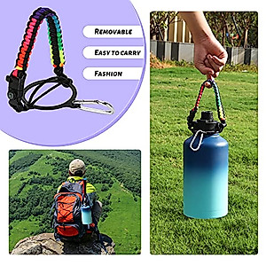 OJOJ Sports Water Bottle with Paracord - 64 oz Water Bottles with Straw Vacuum Insulated Water Jug Stainless Steel Water Bottle Water Bottle for Gym Hiking Hot and Cold Drinks