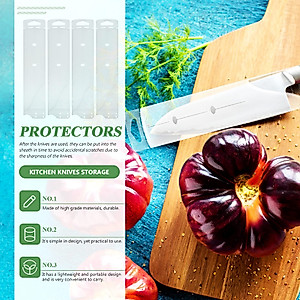 Hemoton 4pcs Guard Cutter Sheathes Kitchen Cover Plastic Cutter Tool Blades Protector Steak Blade Sleeve Plastic Dinnerware Blades Guard Pp Small Holder White