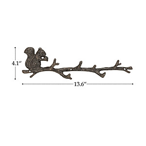 NIKKY HOME Cast Iron Rustic Coat Hook Hanger Vintage Squirrel Decorative Wall Hooks Practical Metal Storage Organizer Wall Mounted Hanging Hooks for Garden Tools Keys Indoor Outdoor Wall Decoration