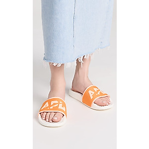 APL: Athletic Propulsion Labs Women's Big Logo TechLoom Slides, Ivory/Orange/Neon Peach, 6 Medium US