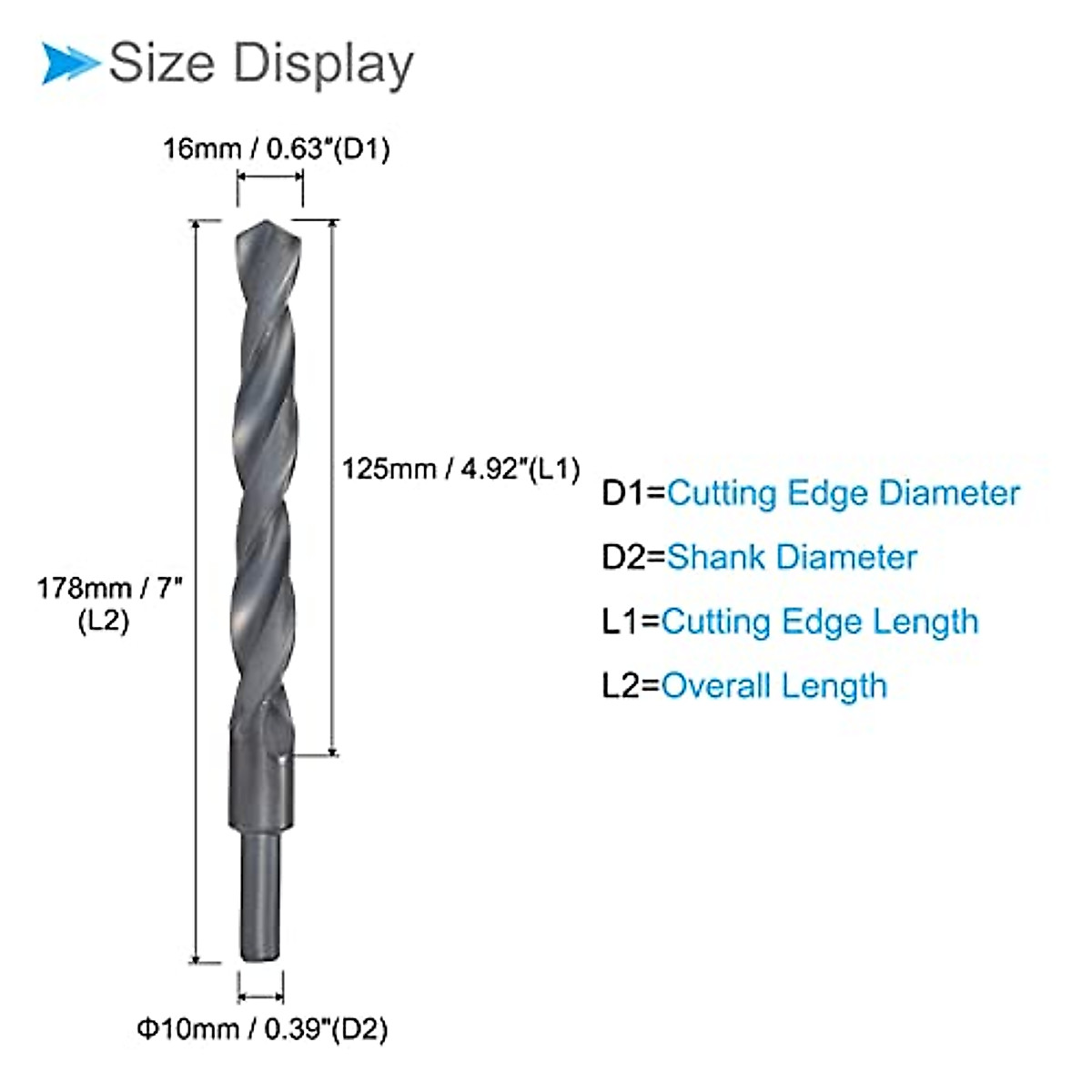 CoCud Reduced Shank Twist Drill Bits, 16mm Cutting Edge, Nitride Coated High Speed Steel 4241 - (Applications: for Stainless Steel Drilling Machine)