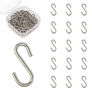 Mini S Hooks Connectors S Shaped Wire Hook Hangers 100pcs Hanging Hooks for DIY Crafts, Hanging Jewelry, Key Chain, Tags, Fishing Lure, Net Equipment (0.59 Inch)