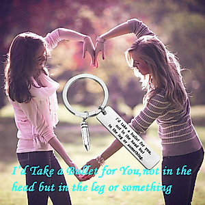 TGBJE Funny Friend Gift I’D Take a Bullet for You Keychain Friendship Jewelry Cheer Up Gift (Bullet Keychain)