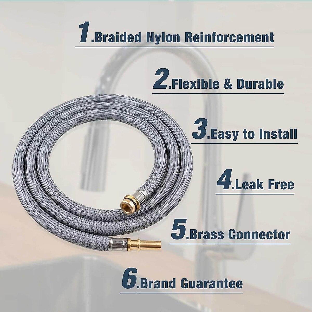 Kitchen Faucet Hose for Hansgrohe Replacement Parts 95507000, Pull out and Down Hose for Kitchen Faucet Sink Hose Attachment 95506000 for faucet Sprayer, 59inch