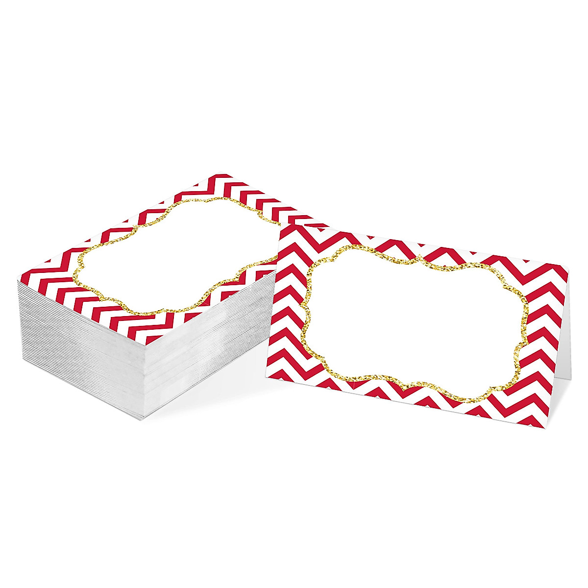 Table Place Card, Christmas Themed Tent Style Cards, Pack of 25 Half-Fold Reception Place Card, Perfect for Christmas Party, Wedding, Bridal & Baby Shower, Birthday, Banquet and Special Events B06