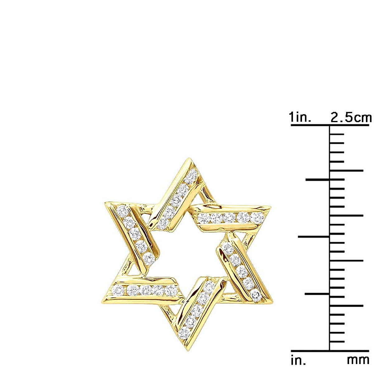 Star Of David Round Diamond Pendant 0.45ctw in 14k Gold (Yellow Gold)