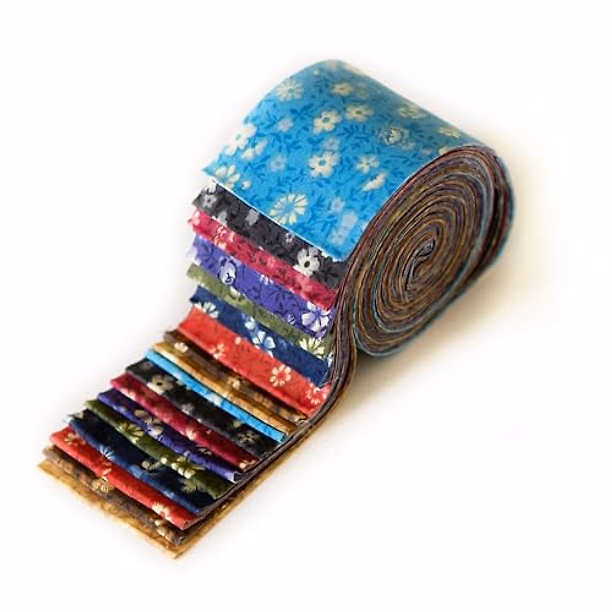 18 Pcs Fabric Strips Cute, Beautiful 100% Cotton Fabric Quilting Strips, Width 2.5 inch Length 44 inch, Gift Botanical Gardens Jelly Roll pre-Cut, DIY Blanket