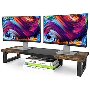 WESTREE Dual Monitor Stand Riser-Monitor Stand Riser for 2 Monitors, Sturdy Computer Monitor Stand, Multi-Purpose Desktop Storage Stand for Computer,Laptop,Printer,TV
