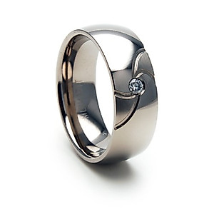 The Jewelry Source Titanium Ring, Carved Titanium Bands, Simulated Diamond
