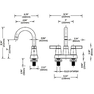 Bathroom Faucet Brushed Nickel 2-Handle Bathroom Sink Faucet 360 Degree High Arc Swivel Spout Centerset 4 Inch Vanity Faucet RV Bathroom Faucet 3 Holes Lavatory Faucet