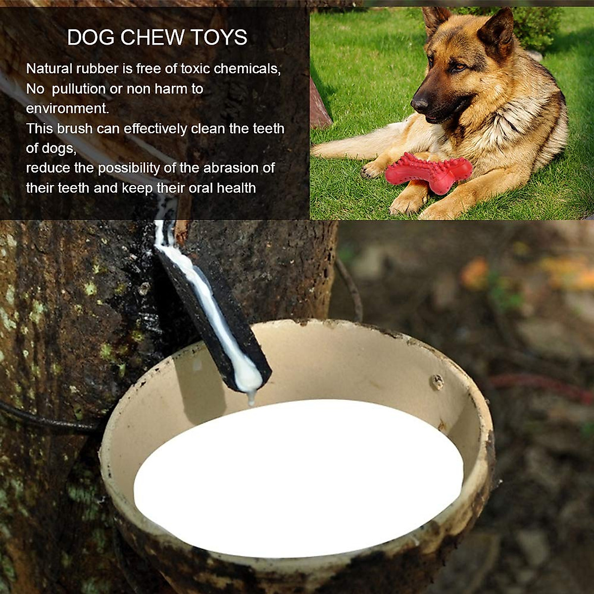 German Shepherd Dog Chew Toys for Aggressive Chewers,Indestructible Beef Flavored Tough Durable Dog Bone Toy Natural Rubber Teeth Cleaning Chews for Large/Medium Dogs