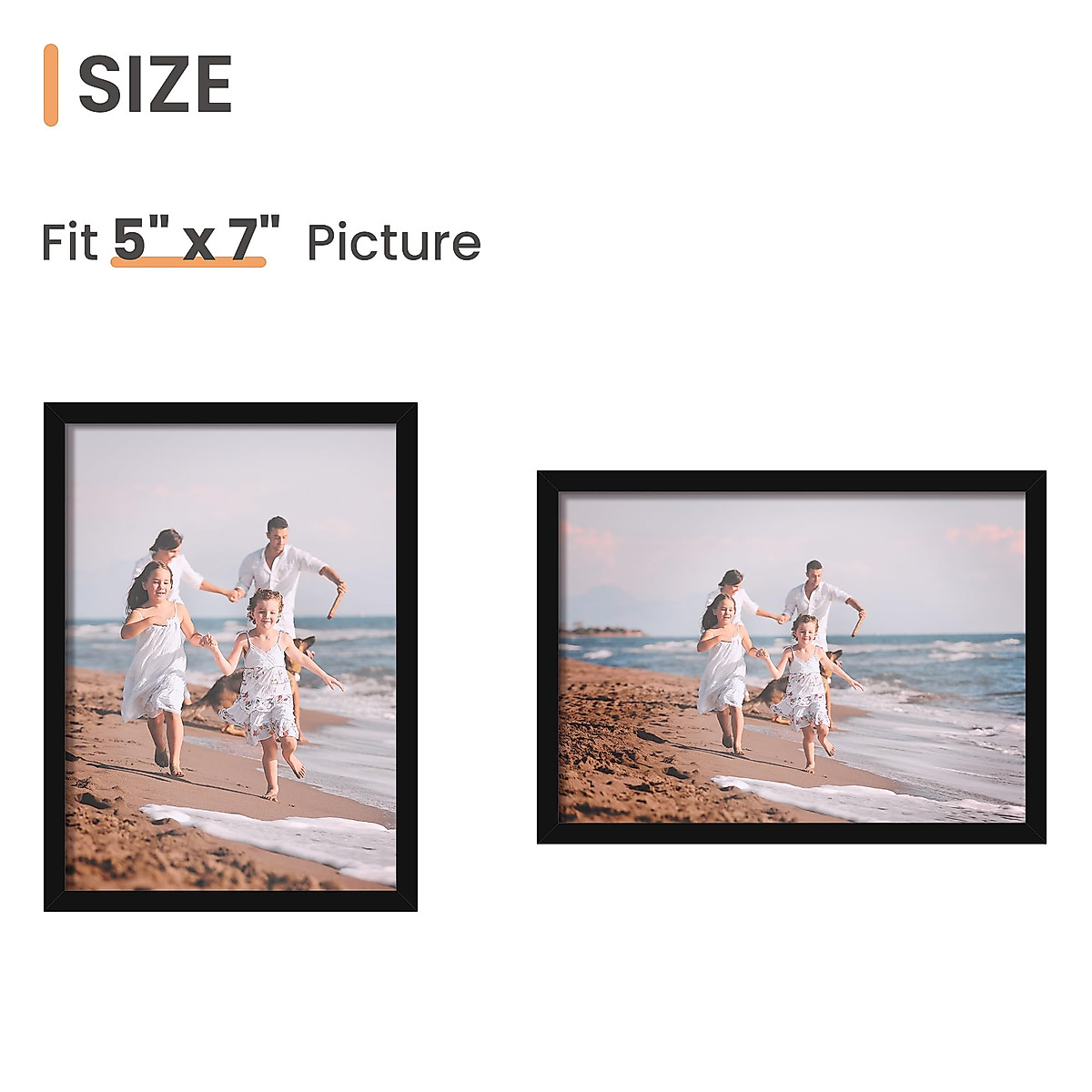upsimples 5x7 Picture Frame Set of 3, Made of High Definition Glass for 5x7 Black Frames, Wall and Tabletop Display Thin Border Photo Frame for Home Décor