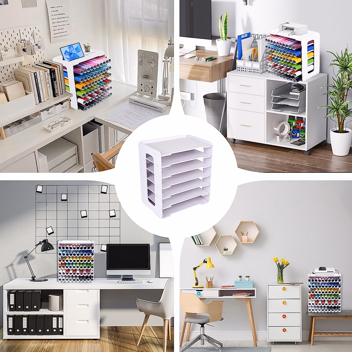 CELSOL Vinyl Roll Holder, Countertop Cabinet Vinyl Roll Storage Organizer, Holds Over 60 Vinyl Rolls, Dust-Reduced, Stable and Durable, Superior Protection, Ideal for Craft Room Organization