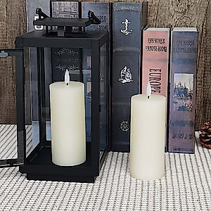 volnyus Flameless Candles Set of 2 (2.2x5 Inch) Flickering LED Wax Candles Battery Operated with Remote Control Timers for Fireplace Bedroom Livingroom Party Dimmable Ivory Pillars Flat top