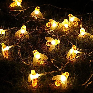 Christmas Lights,5M Solar Lights, String 20 Led Honey Bee Shape Solar Powered Fairy Lights, for Outdoor Home Garden Fence Summer Decoration