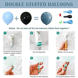 Navy Blue Balloon Garland, SKEFOLI 131PCS Dusty Blue Double Balloon Arch Kits Matte Light Blue and White Sand Balloons Birthday Party Decorations for Boys Men Baby Shower Gender Reveal (Navy Blue)