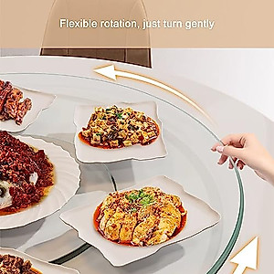 HASMI Lazy Susan Large, 8mm Tempered Glass Round Turntable, Kitchen Dining Table Rotating Tray, Aluminum Alloy Bearing, Easy to Share All Food