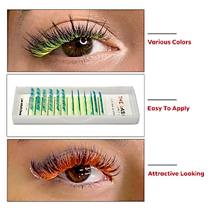 THE LASH SUPPLY Halloween Color Volume Eyelash Extensions, CC Curl, 13-18mm Length, 0.07 Thickness Multi Color, Natural and Long-lasting Curl, Mixed Color Pack, Professional Use Only