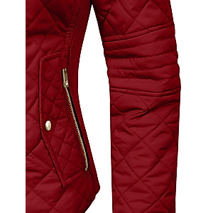 NE PEOPLE Womens Lightweight Quilted Zip Jacket, NEWJ22-BURGUNDY, Small