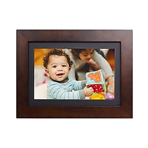 Simply Smart Home Photoshare 8” WiFi Digital Picture Frame, Send Pics from Phone to Frames, 8 GB, Holds 5,000+ Photos, HD Touchscreen, Espresso Wood Frame, Easy Setup, No Fees