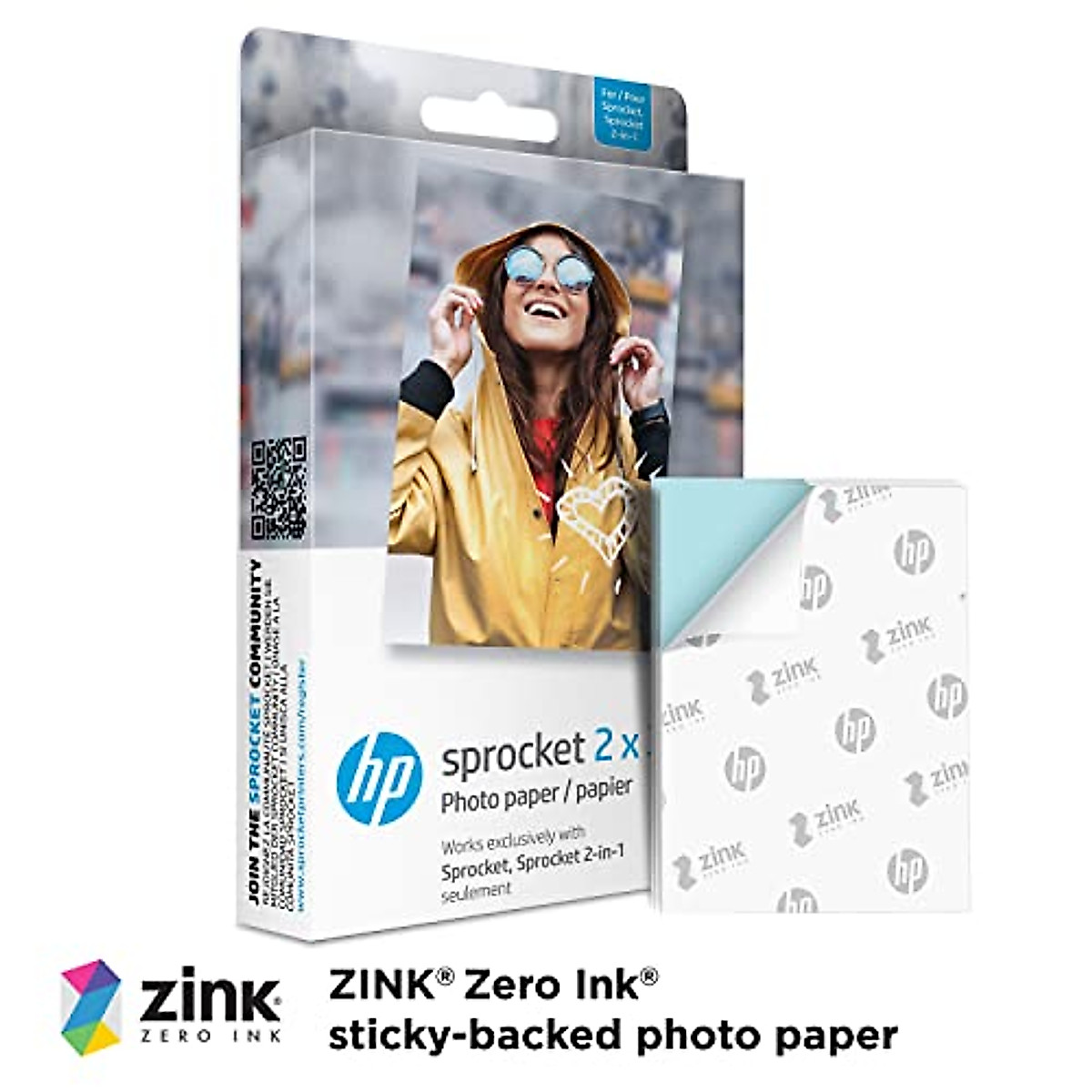 HP Sprocket 2x3" Premium Zink Sticky Back Photo Paper (50 Sheets) Compatible with HP Sprocket Photo Printers
