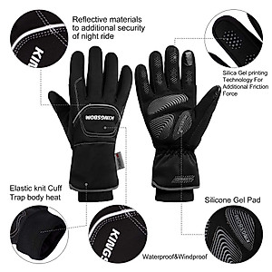 KINGSBOM -40F° Waterproof & Windproof Thermal Gloves - 3M Thinsulate Winter Touch Screen Warm Gloves - for Cycling,Riding,Running,Outdoor Sports - for Women and Men(Black,Large)