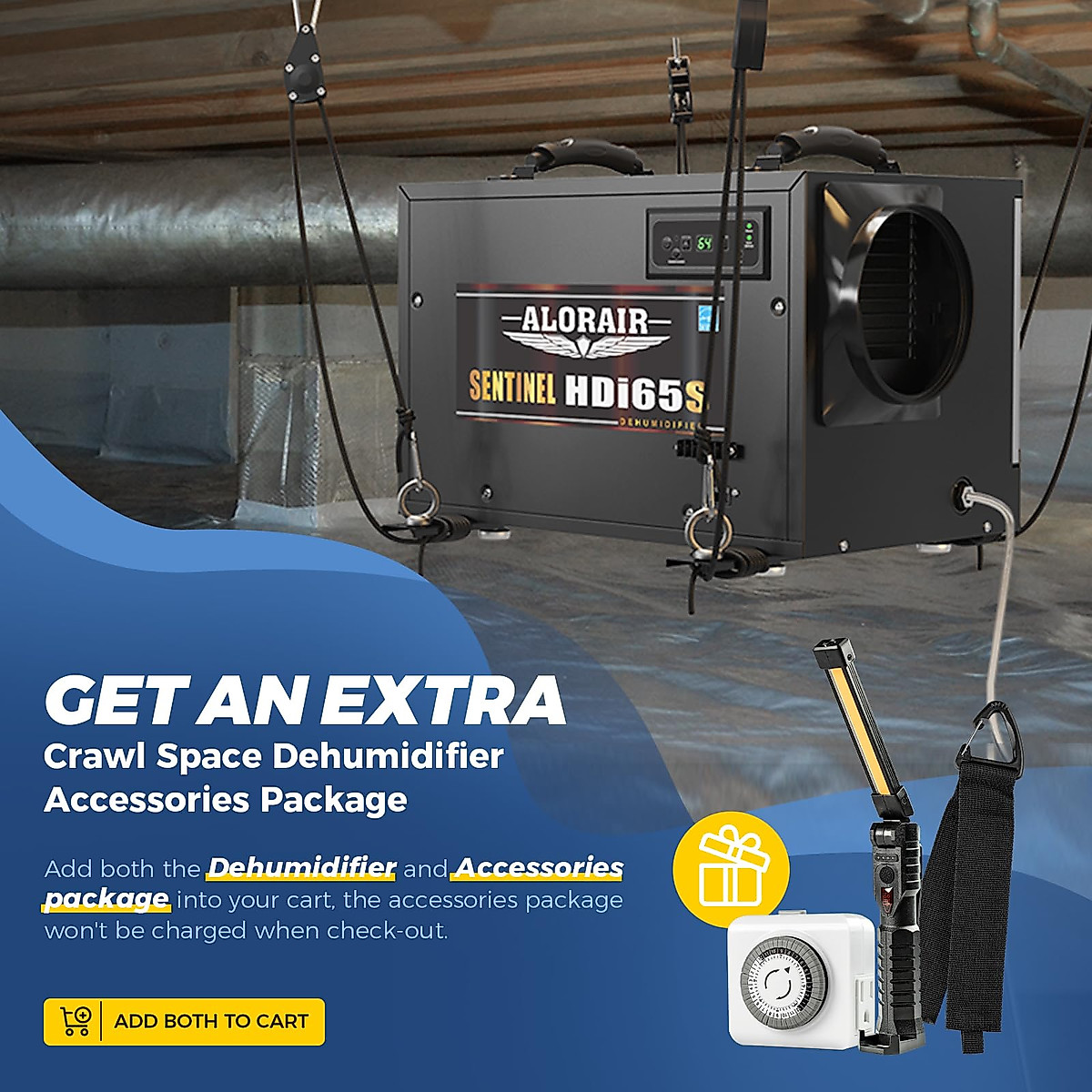 ALORAIR 120 PPD Commercial Dehumidifiers with Pump and Hose, Crawl Space Basement Dehumidifier, Industry Water Damage Unit, Compact, Portable, Auto Defrost, Memory Starting