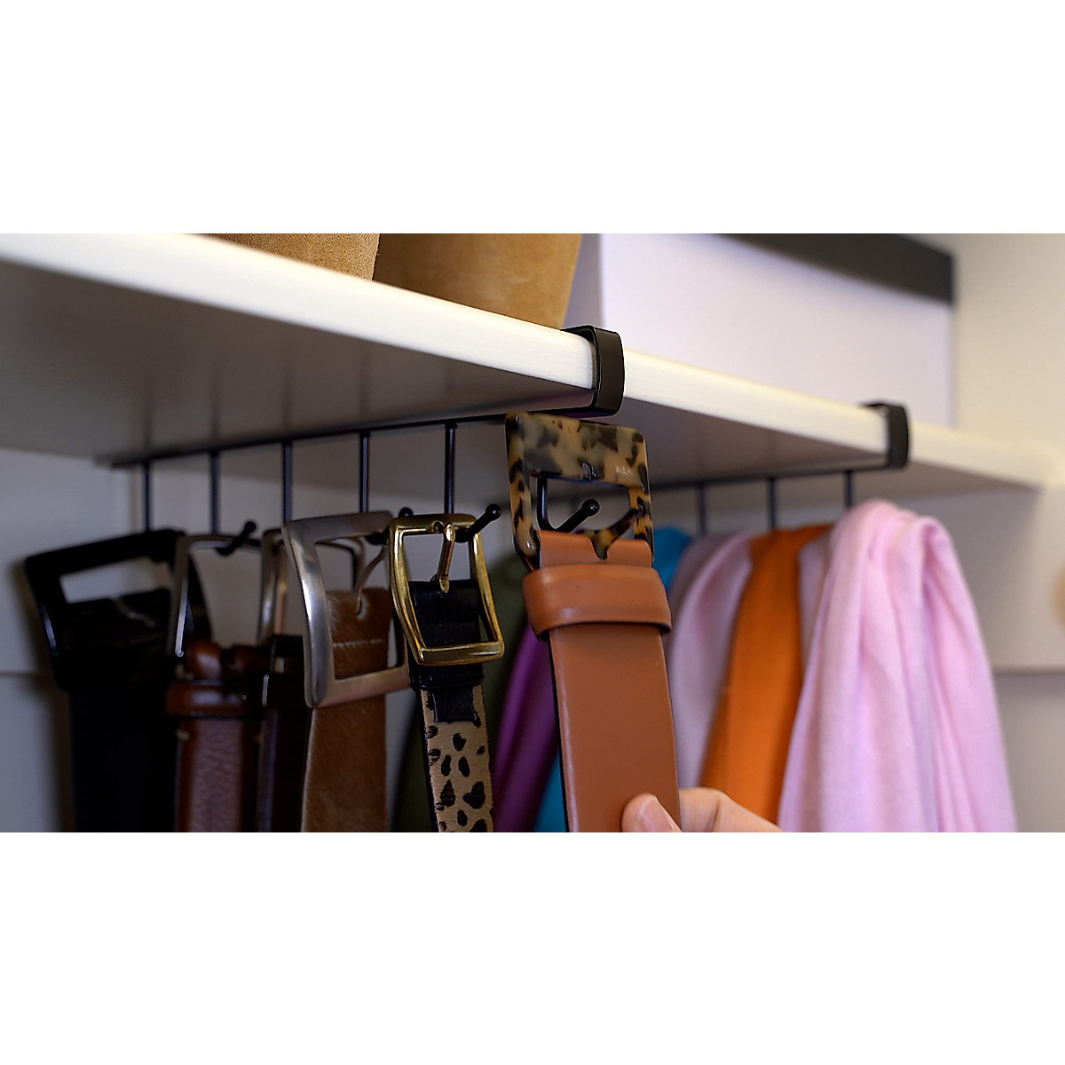 Spark Innovators Nook Hooks, Under Cabinet Storage Hooks, Holds Mugs, Utensils, Coffee Cup, Fits Shelves up to 1", No Installation, 3 Pack