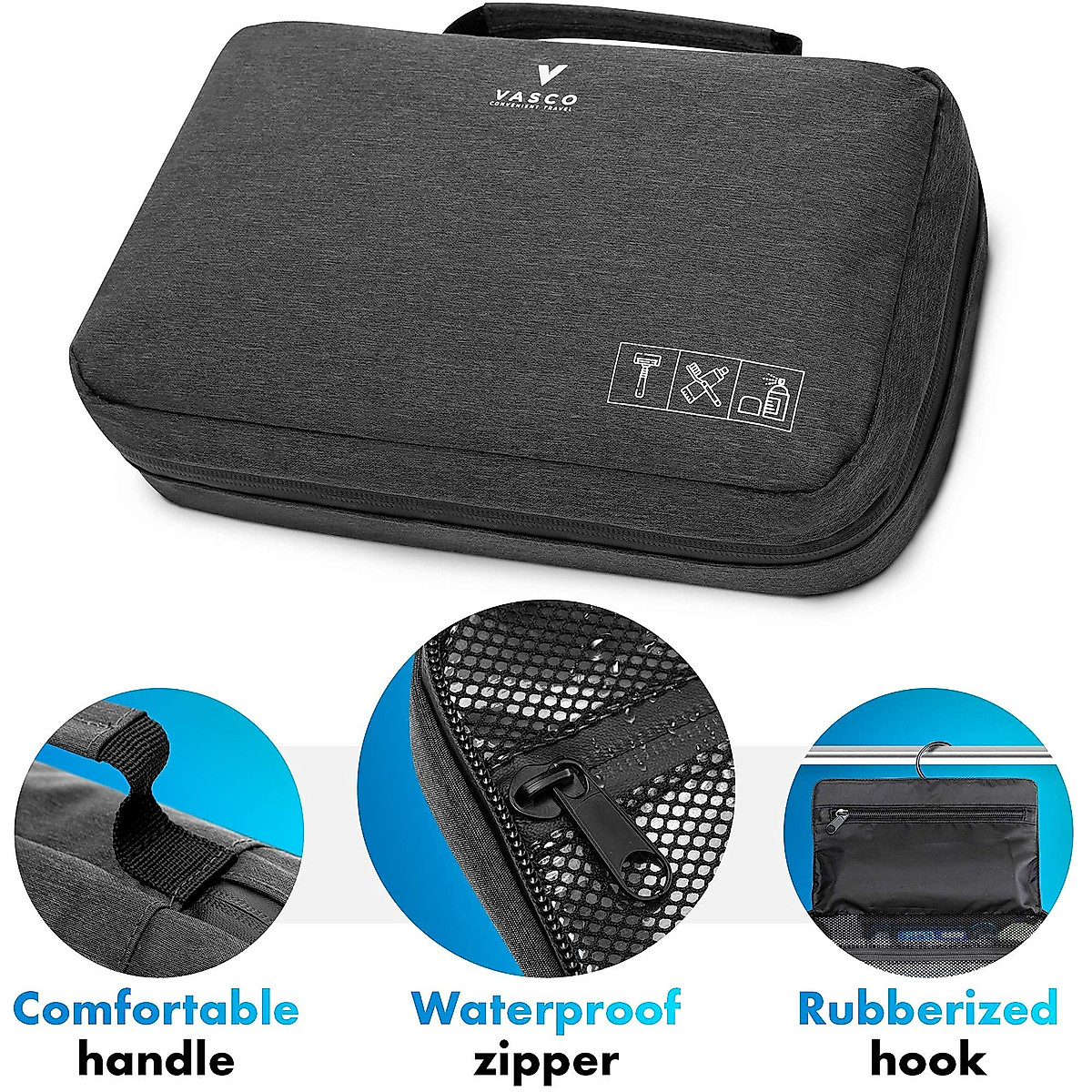 VASCO Hanging Toiletry Bag for Men And Women – Water-Resistant Travel Organizer