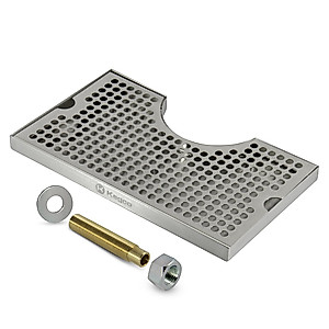 Kegco DP-920D Beer Drip Tray Stainless Surface Mount 3" Column Cut-Out with Drain
