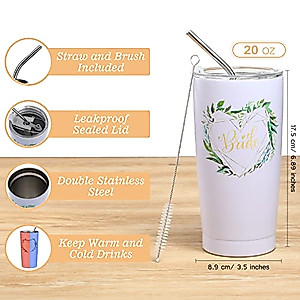 Coume 3 Pieces Bride Canvas Tote Bag with Makeup Bag Bride Tumbler Cup Stainless Steel Drink Cup Bride Wedding Gift Bag Bachelorette Gifts for Wedding Bride Engagement Honeymoon