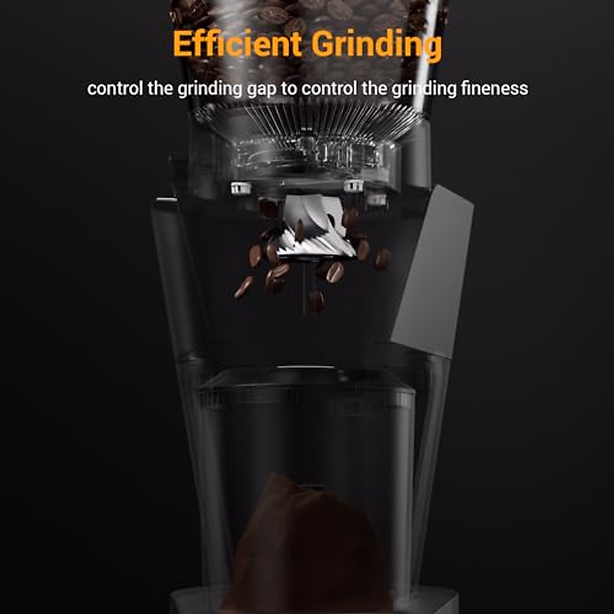 Ollygrin Electric Conical Burr Coffee Grinder, Coffee Bean Grinder Stainless Steel with Digital Timer Display, Coffee Bean Burr Mill Grinder with 30 Precise Grind Settings 12 Cups SilverV02S