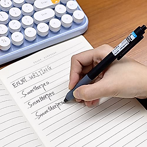 SMOOTHERPRO Premium Retractable Gel Pens 12 Pack 0.5mm Fine Black Refillable Ballpoint Pen Set with Comfortable Rubber Grip Super Smooth Long Lasting Writing (SL120)