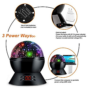 MOKOQI Star Projector Night Lights for Kids with Timer, Toys for 2-5-14 Year Old Boys Room Lights for Kids Glow in The Dark Stars Moon for Child Sleep Peacefully, Birthday Gifts for Boys-Black
