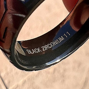 Men's Black Zirconium Metal Sports Car Biker Motorcycle Tire Tread Ring Size 4-15 (10)