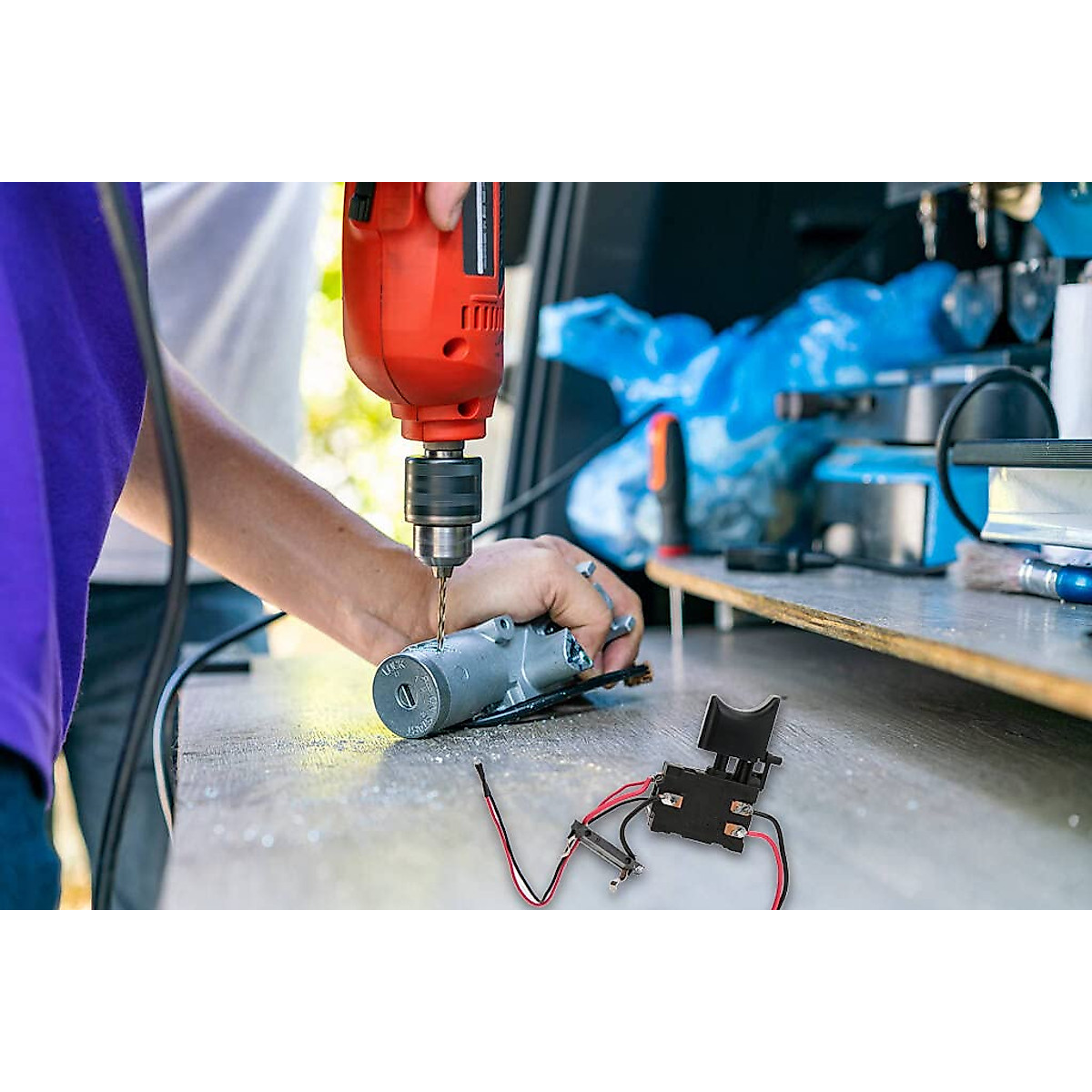 Electric Drill Switch, 7.2 V - 24 V Lithium Battery Cordless Drill Speed Control Switch for Electric Hand Drill or Other Power Tools