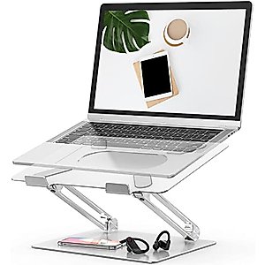 GOPHOR Laptop Stand, Adjustable Laptop Stand for Desk with Heat-Vent , Aluminum Ergonomic Laptop Riser, Portable Computer Notebook Stand Compatible for MacBook, Dell, HP More 10-17" Laptops (Silver)