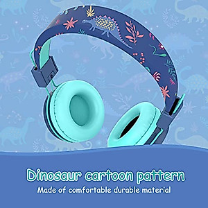BASEMAN Kids Headphones, Headphones for Boys Girls Children Teens 3.5mm Jack Wired On Ear Headset 85dB Volume Limit Stereo Earphones with Microphone for Smartphones School Kindle ipad PC Tablet - Blue