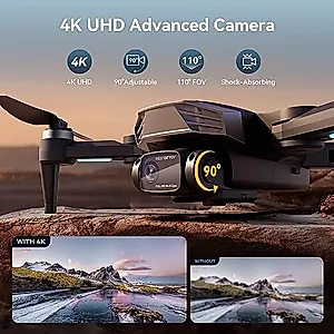 RC Viot GPS Drone with Camera for Adults 4K with Brushless Motors, Auto Return Home, Long Flight Time and Distance,5G WIFI Transmission, Smart FPV Drone RC Quadcopter for Beginners Kids (Under 250G)