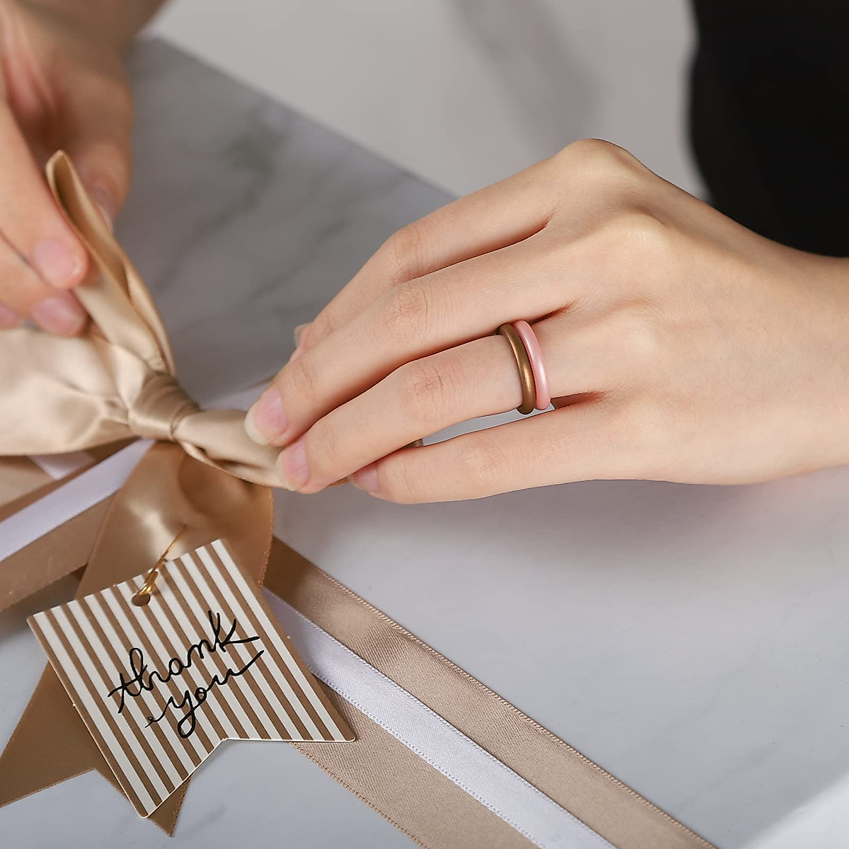 Egnaro Engagement Rings Women, Thin and Stackable Rings Silicone Women Wedding Bands，Rubber Promise Rings for Gift, Anniversary Ring for Work Out- 2.5mm Width - 1.8mm Thick