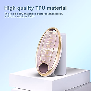 for Nissan Key Fob Cover Car Key Case Shell with Keychain fit Nissan Altima Maxima Murano Rogue Sentra 370z Pathfinder (Pink-5)