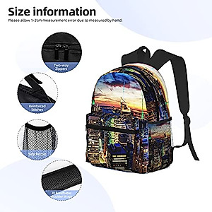 Limhibu Travel Backpack for Boys Girls Kids, New York City Skyline Urban 835 Backpacks Children School Bag Bookbag Daypack for Men Women