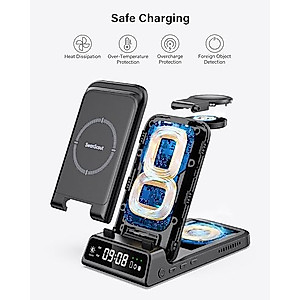 SwanScout Charging Station for Samsung S24 Ultra, SwanScout 703S, Wireless Charger for Samsung S24+/S24/S23 Ultra/S23/S22/Note 20, Galaxy Watch 6/6 Classic/5/4, Galaxy Buds 2 Pro/Pro (for Travel)