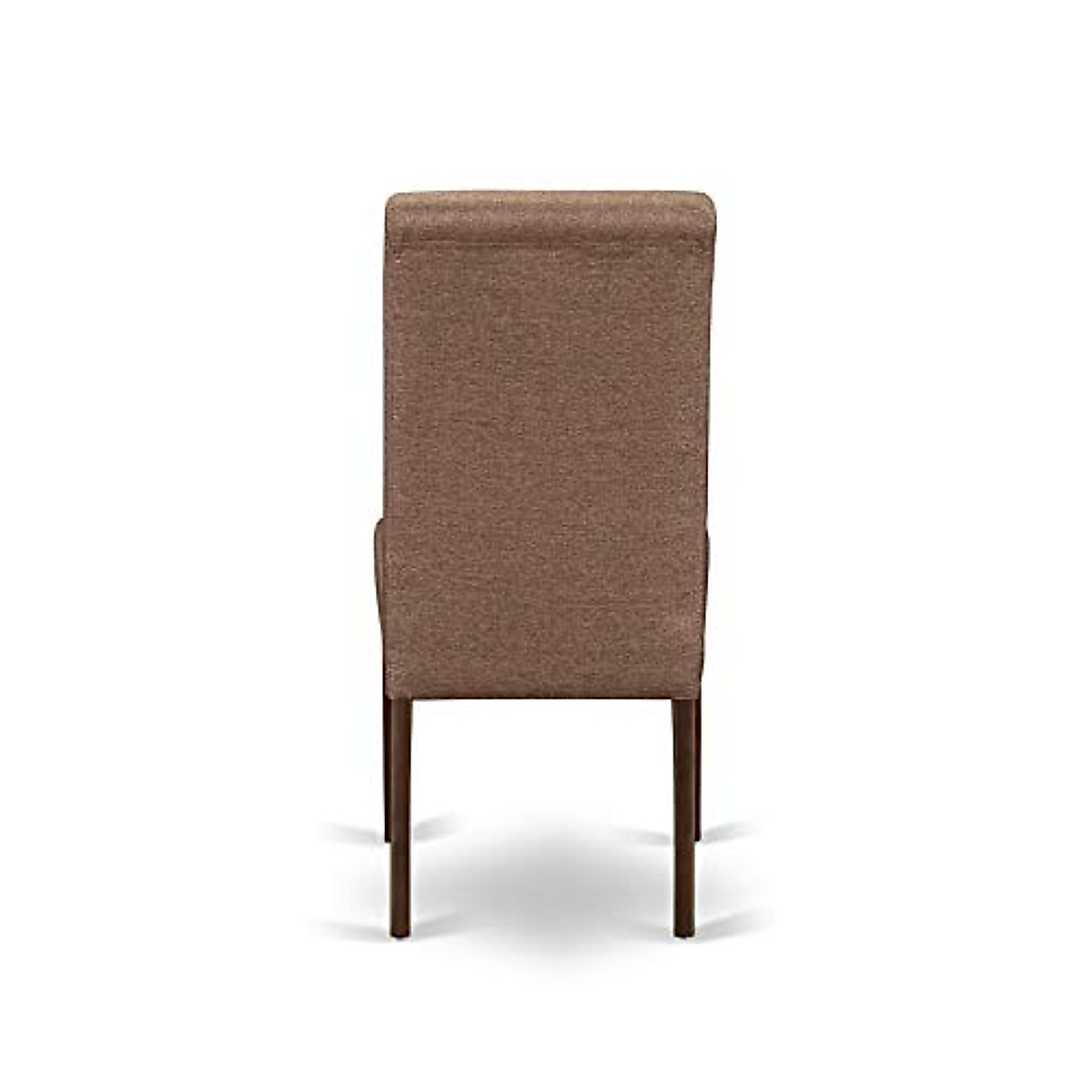 East West Furniture DLBA3-MAH-18 3 Piece Modern Dining Table Set Contains a Round Wooden Table with Dropleaf and 2 Brown Linen Linen Fabric Parsons Dining Chairs, 42x42 Inch, Mahogany