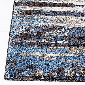 SAFAVIEH Retro Collection Runner Rug - 2'3" x 7', Cream & Blue, Modern Abstract Design, Non-Shedding & Easy Care, Ideal for High Traffic Areas in Living Room, Bedroom (RET2138-1165)
