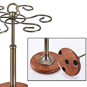 NJZYB Vintage Style Wine Glass Stemware Racks, Elegant Stemware Holder Stand with 6 Hooks, Artistic Tabletop Display, for Home, Bar Storage, Home, Restaurant,Red Copper