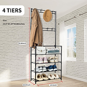 Bixtaneab 4-Tier Coat and Shoe Rack – Space-Saving Entryway Organizer for Front Door, Bedroom, Hallway, Office – Easy Assembly, Multifunctional Storage Solution