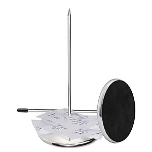 Restaurant Receipt Holder, Stainless Steel Check Spindle with 3.2 Inch Round Base, Desk Straight Rod 6.3 Inch Long for Bill Fork Stick and Paper Memo Holder Spike, 2 Pcs